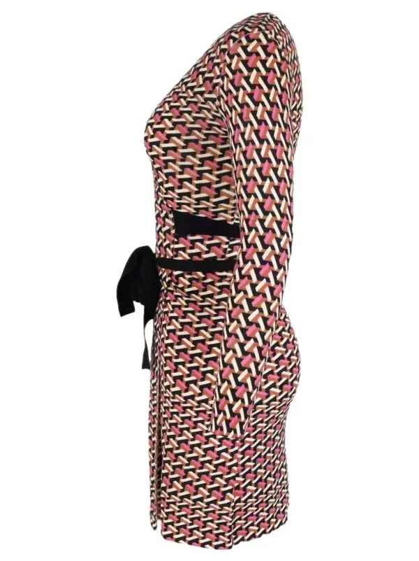 Diane Von Furstenberg Geometric-print Wrap Dress - Pink