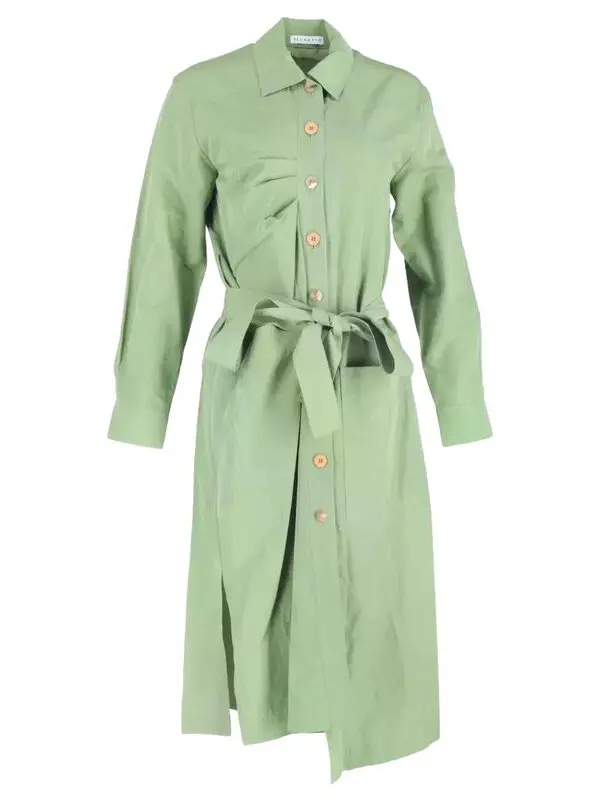 REJINA PYO Belted Midi Shirt Dress - Green