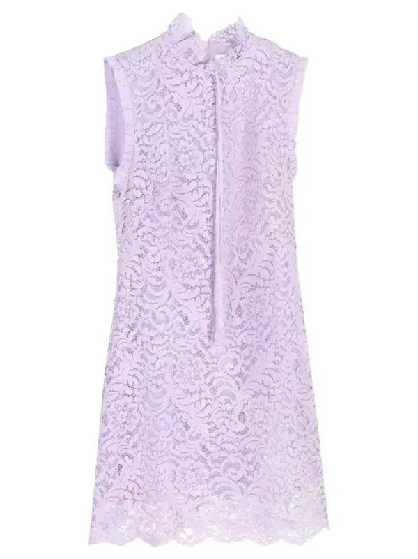 Sandro Ruffled-trim Lace Dress - Purple
