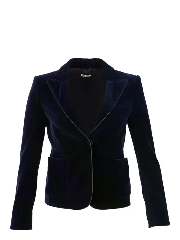 Miu Miu Velvet Leather-trim Blazer - Blue