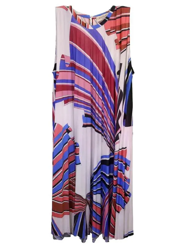 Emilio Pucci Printed Pleated Sleeveless Dress - White