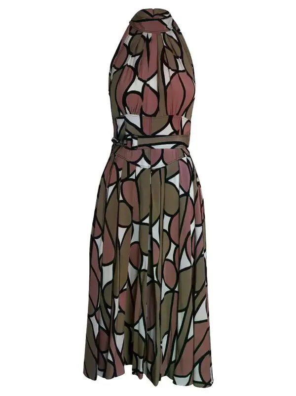 Diane Von Furstenberg Halter-neck Belted Midi Dress - Brown