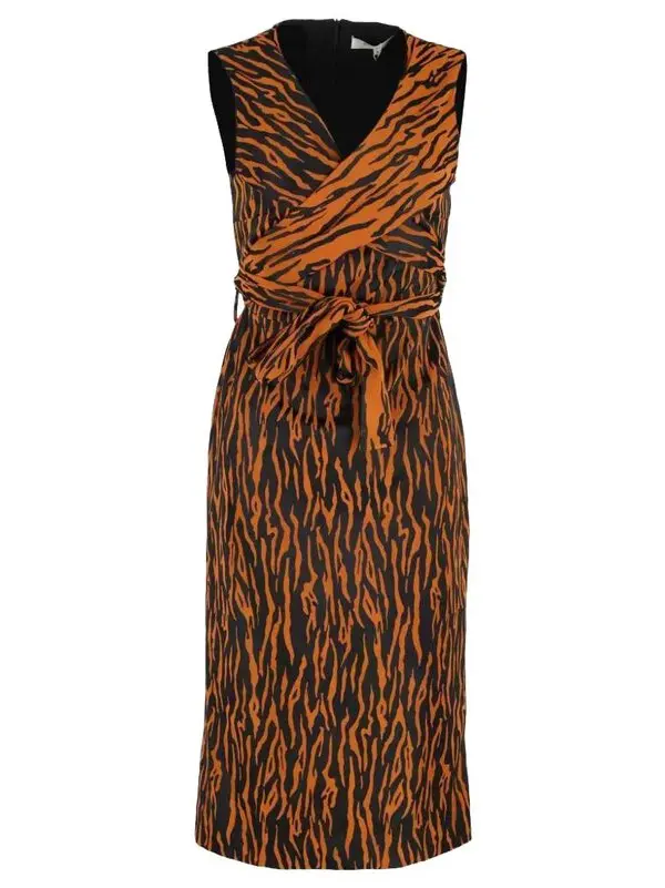 Diane Von Furstenberg Printed Midi Wrap Dress - Black