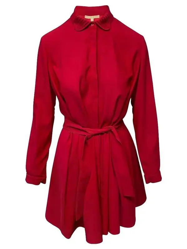 Maje Belted Long-sleeve Dress - Red