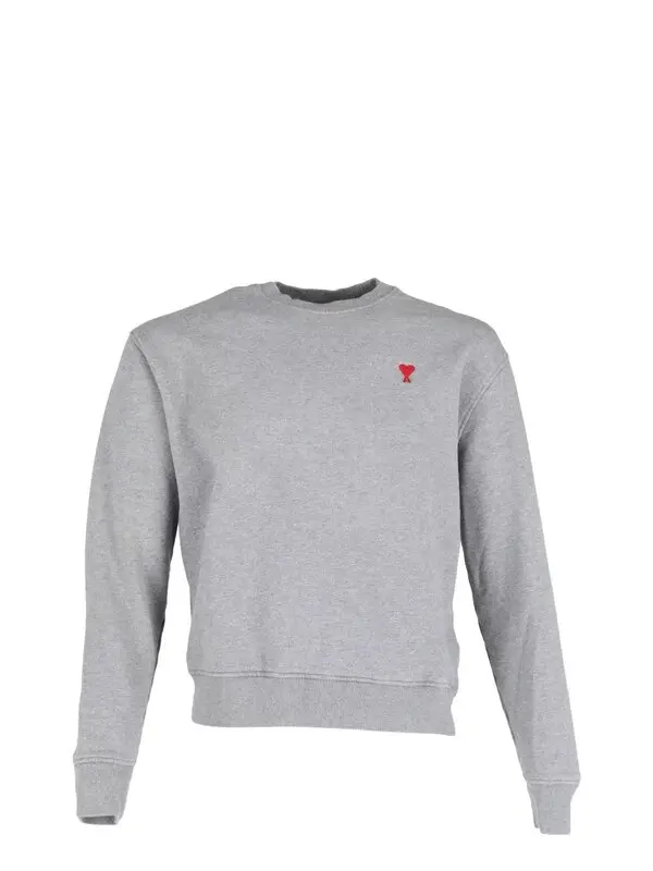 Ami Logo-embroidered Crew-neck Sweatshirt - Grey