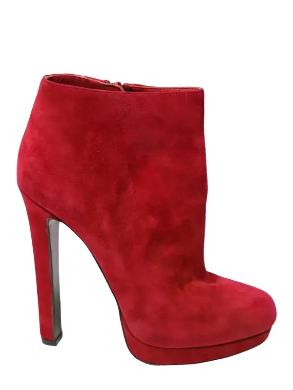 Alexander McQueen Suede Platform Ankle Boots - Red