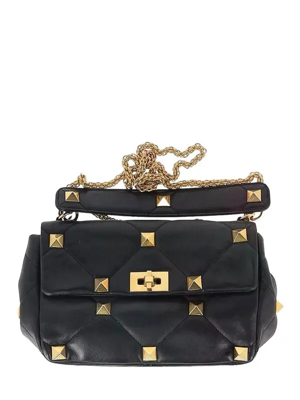 Valentino Garavani Roman Stud Leather Shoulder Bag - Black