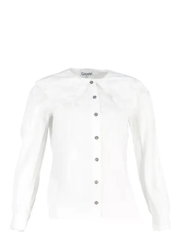 GANNI Oversized-collar Button-up Shirt - White