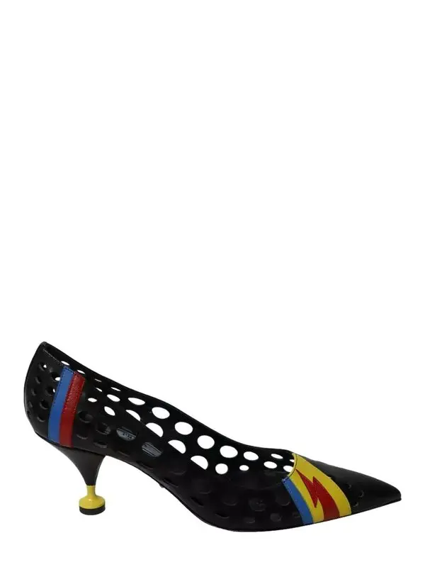 Prada Perforated Pointed-toe Heeled Pumps - Black