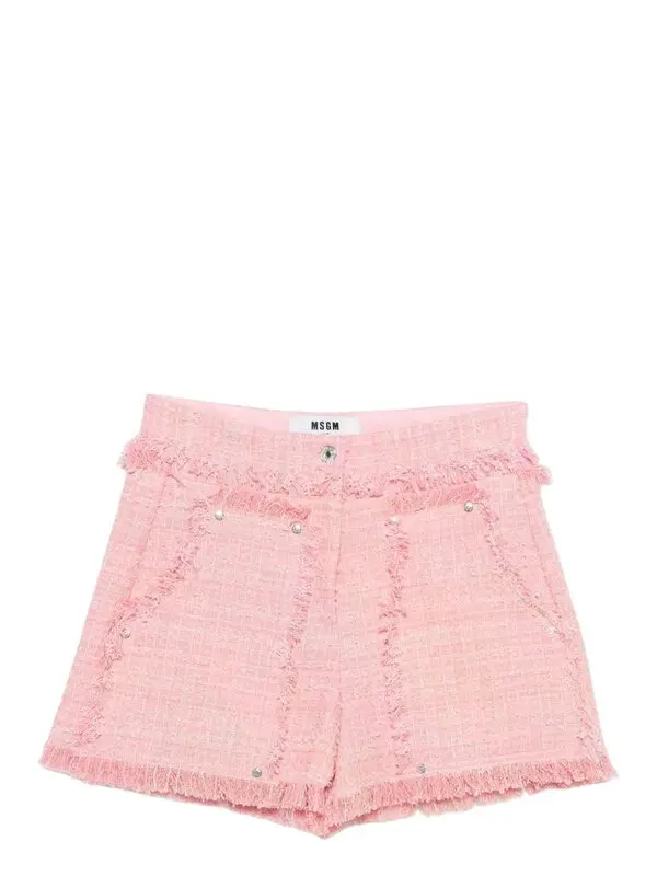 MSGM Fringed Embellished Shorts - Pink