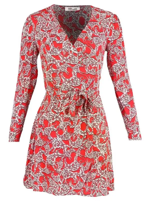 Diane Von Furstenberg Wrap-design Long-sleeve Dress - Red