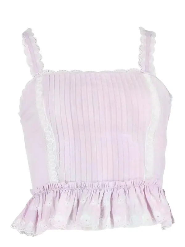 LoveShackFancy Pleated Bustier Top - Pink