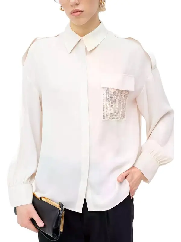 Liu Jo Sequin-embellished Pocket Shirt - Neutrals