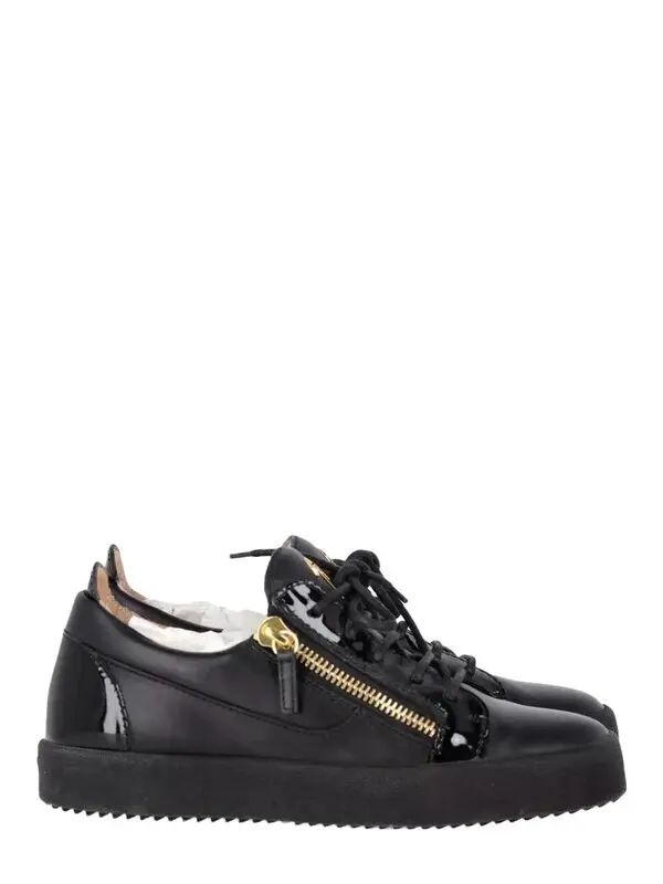 GIUSEPPE ZANOTTI Zip-detail Leather Sneakers - Black
