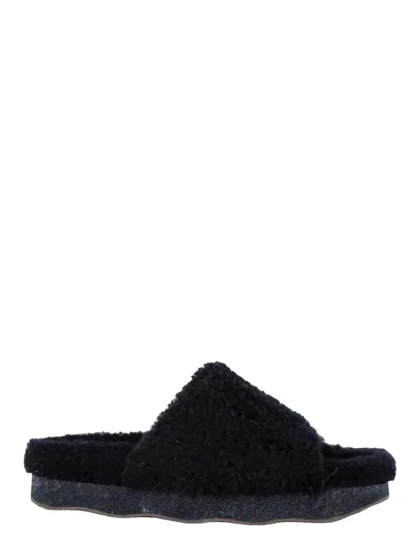 Chloé Wavy Shearling Slides - Black