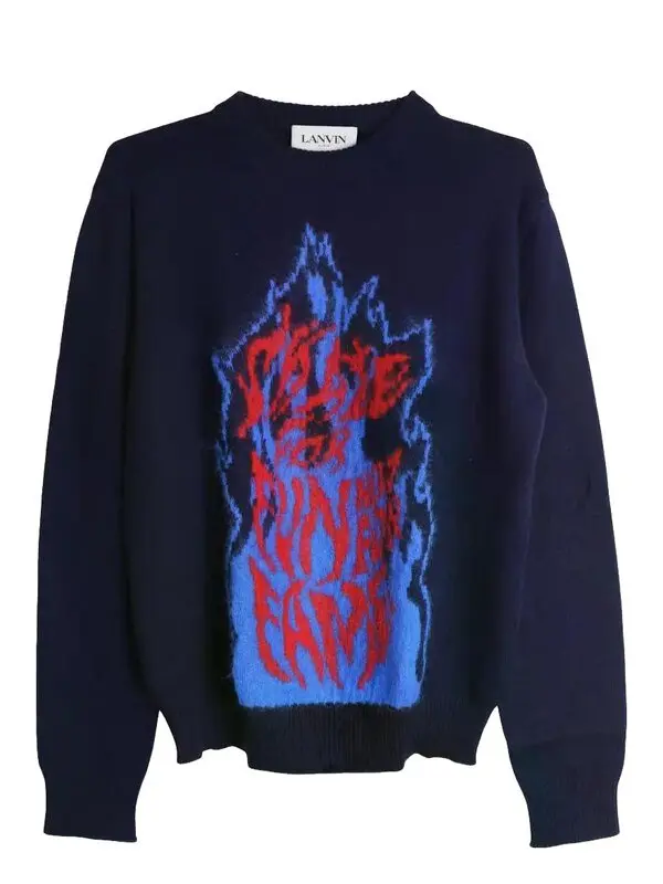 LANVIN Flame Jacquard Knit Jumper - Blue
