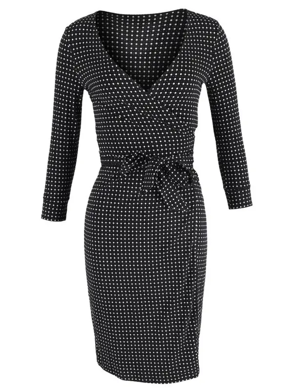 Diane Von Furstenberg Polka Dot Wrap Dress - Black