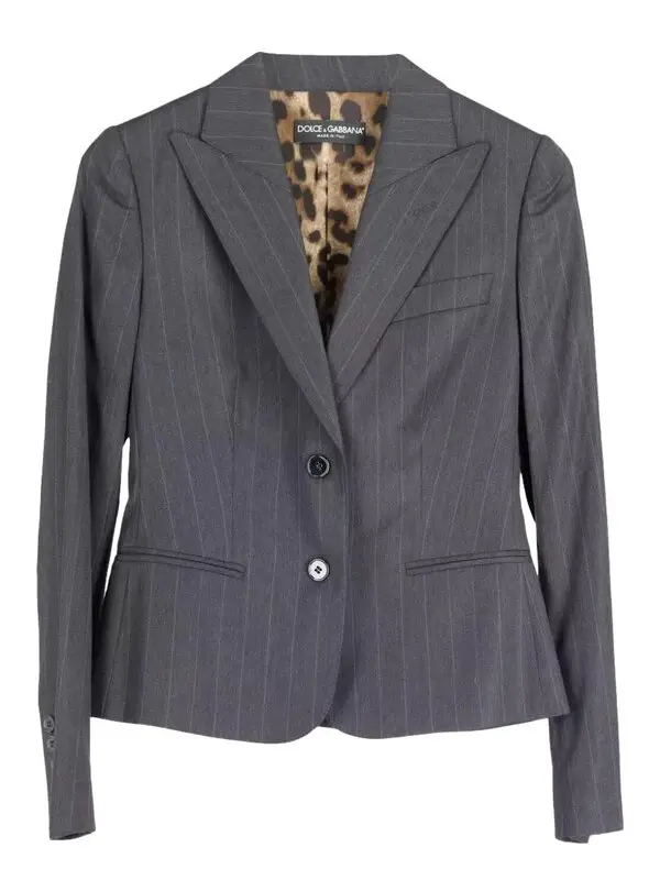 Dolce & Gabbana Striped Button-fastening Blazer - Grey