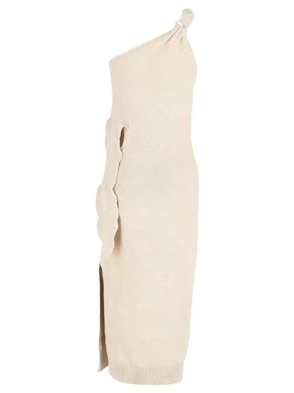 Jacquemus La Robe Maille Noeud Midi Dress - Neutrals