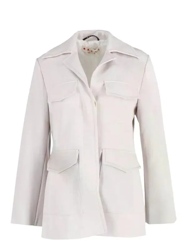 Marni Collared Flap-pocket Coat - Neutrals