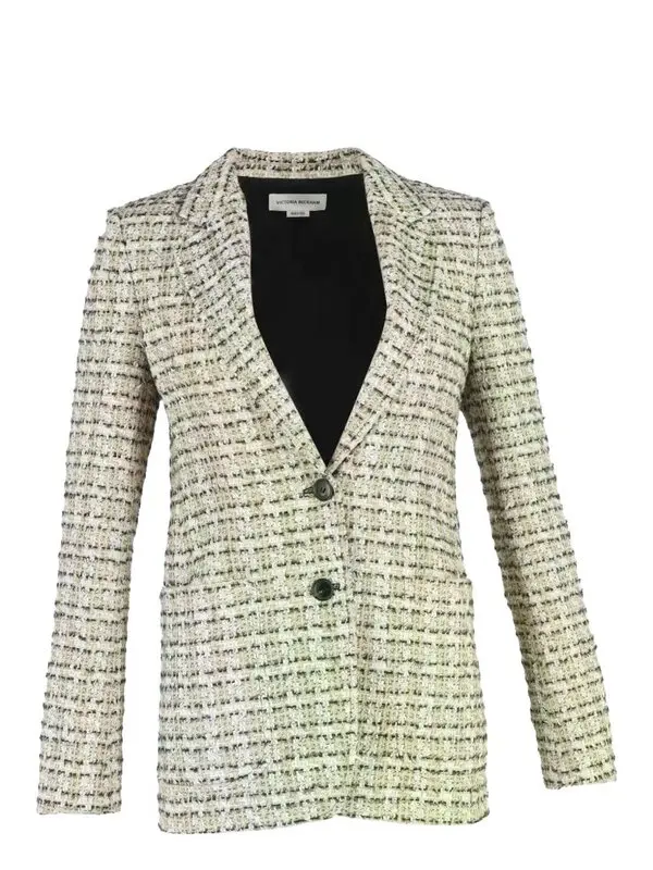 Victoria Beckham Single-breasted Cotton Tweed Blazer - Neutrals