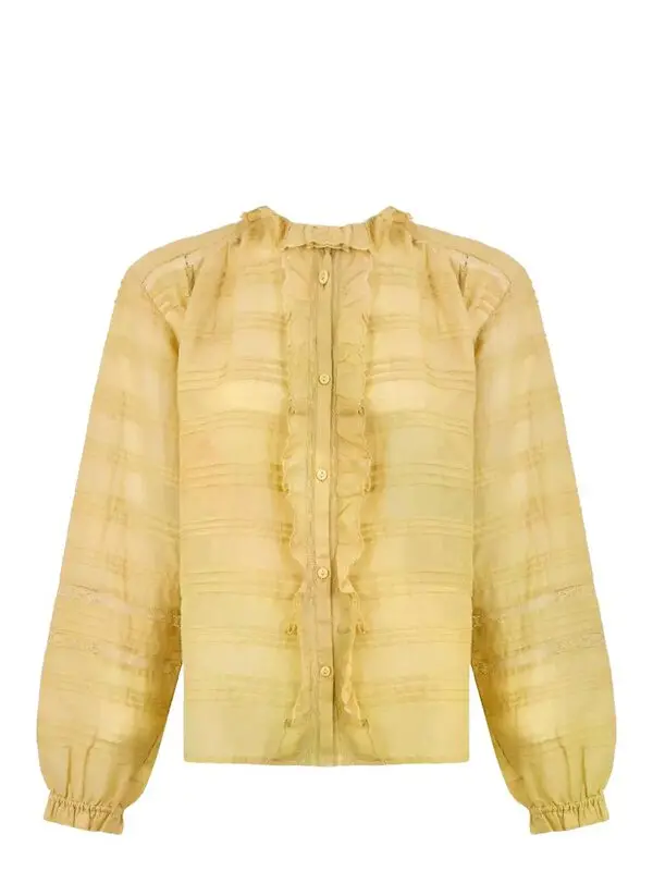 MARANT ETOILE Peline Ruffled Button Blouse - Yellow