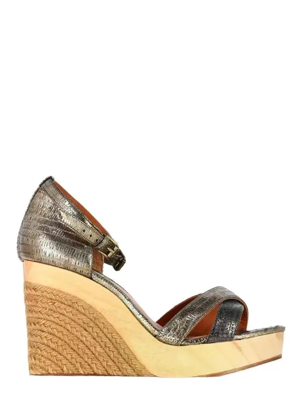 LANVIN Snakeskin-effect Slingback Espadrilles - Silver