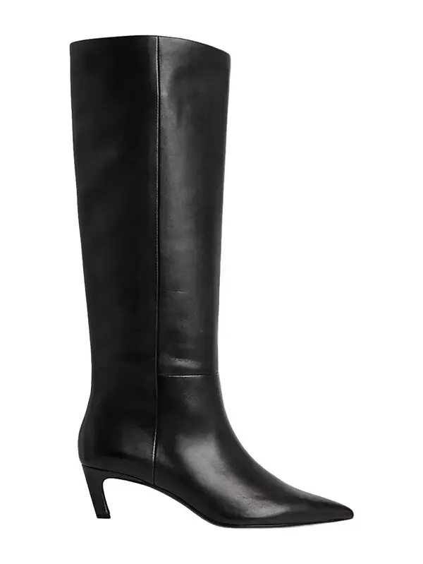 Calvin Klein Kitten-heel Leather Boots - Black
