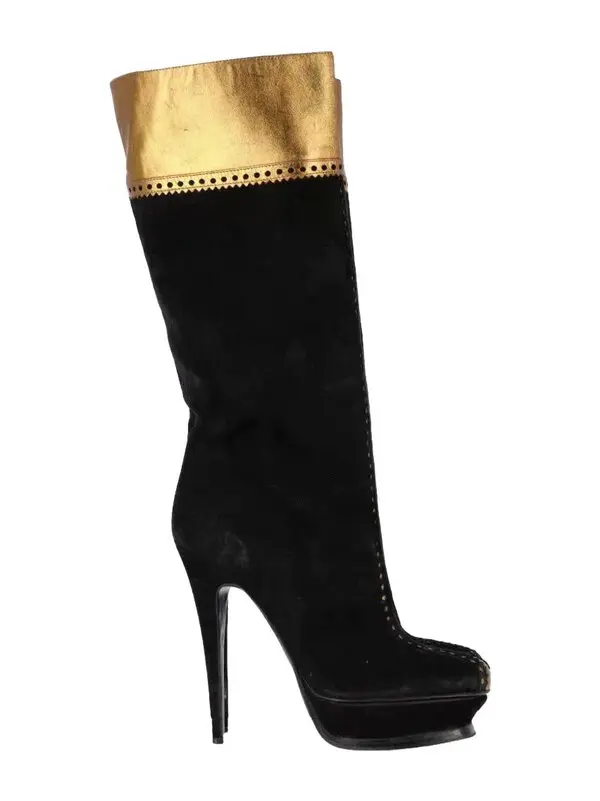 Saint Laurent Panelled Heeled Boots - Black
