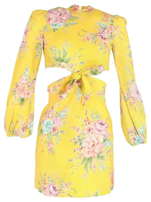 Zimmermann Zinnia Floral Cut-out Mini Dress - Yellow