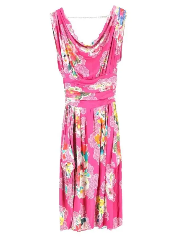 Dolce & Gabbana Floral-print Draped Dress - Pink