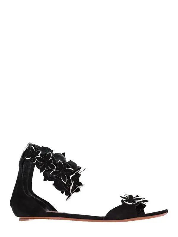 Alaïa Flower-detail Flat Sandals - Black