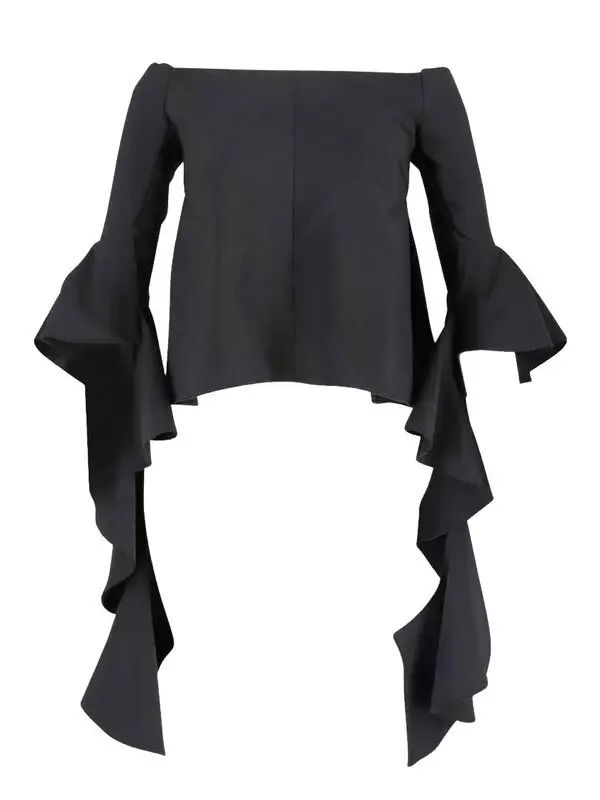 ELLERY Delores Off-shoulder Ruffle-sleeves Top - Black