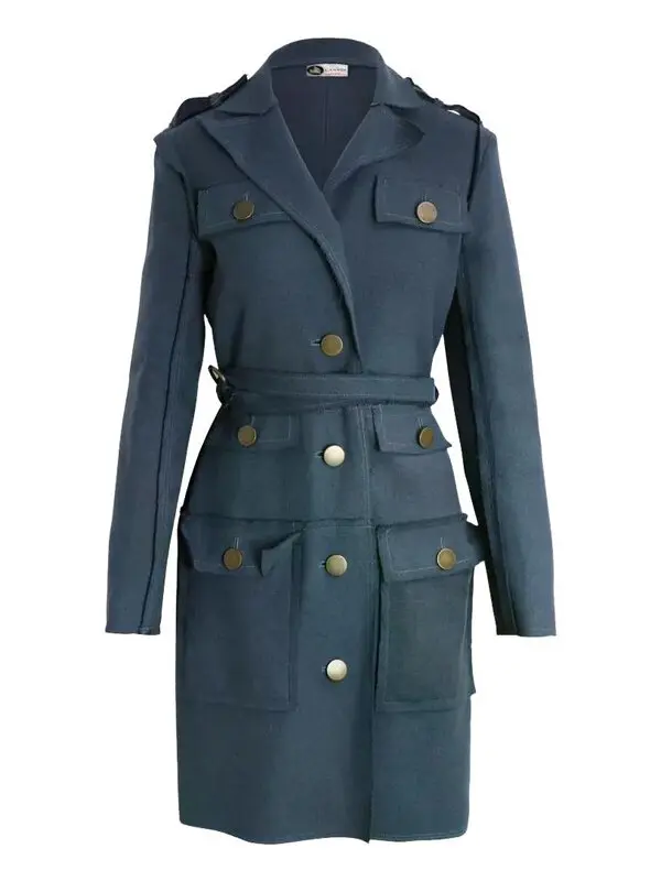 LANVIN Multi-pocket Belted Coat - Blue