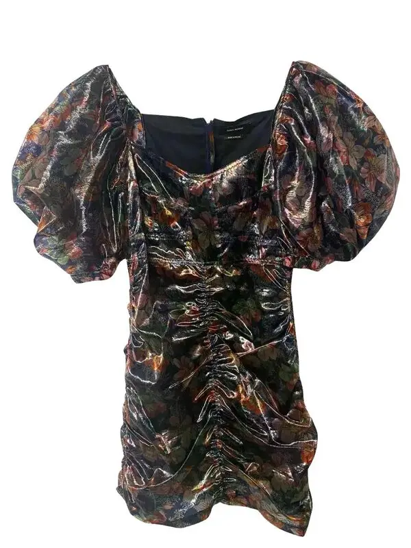 ISABEL MARANT VINTAGE Puff Sleeve Floral Print Dress - Black