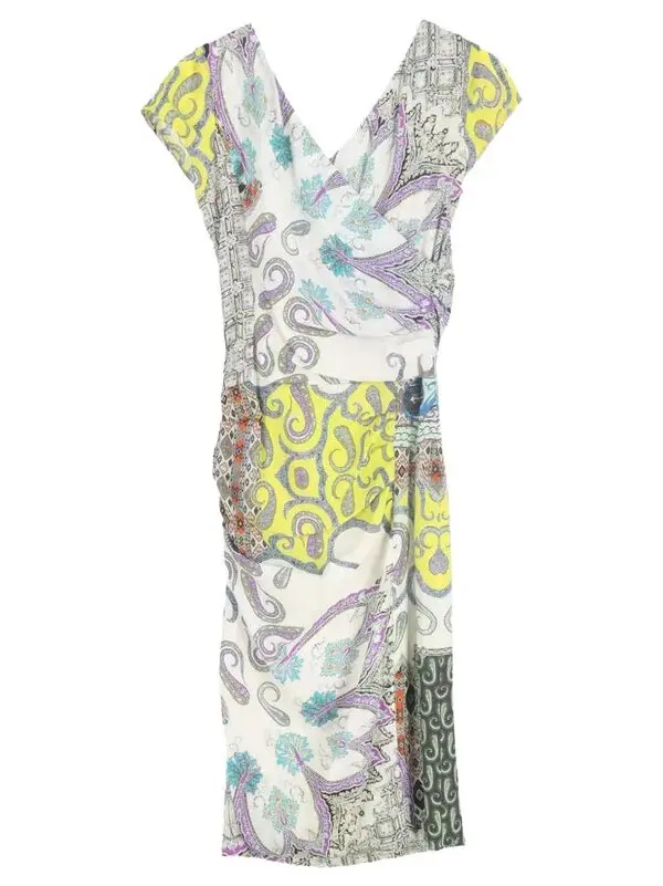 Etro V-neck Printed Midi Dress - White