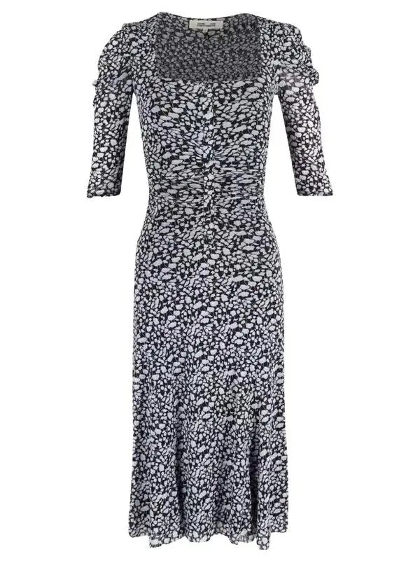Diane Von Furstenberg Vintage Printed Midi Dress - Black