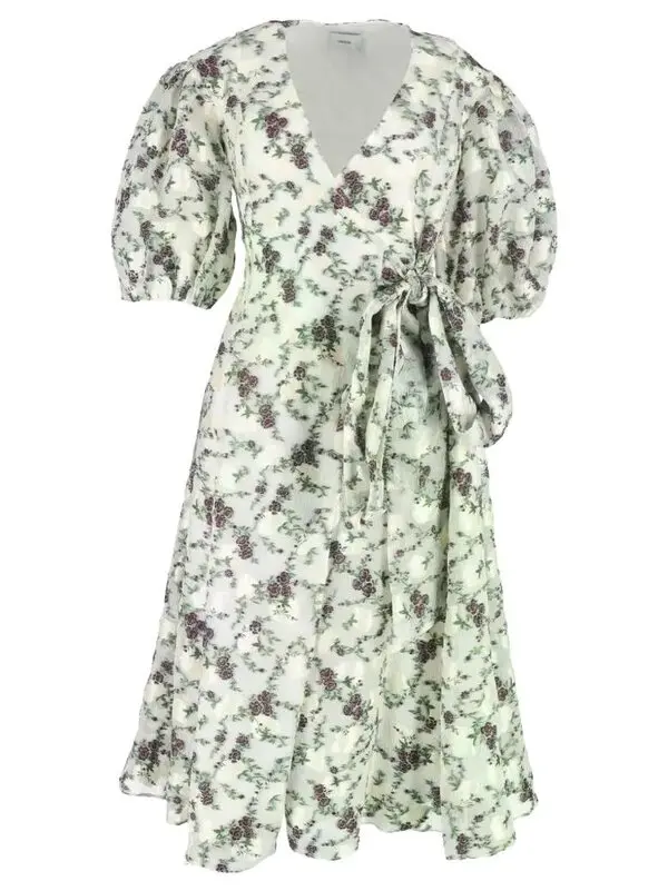 Erdem Jacquard Floral Midi Dress - White