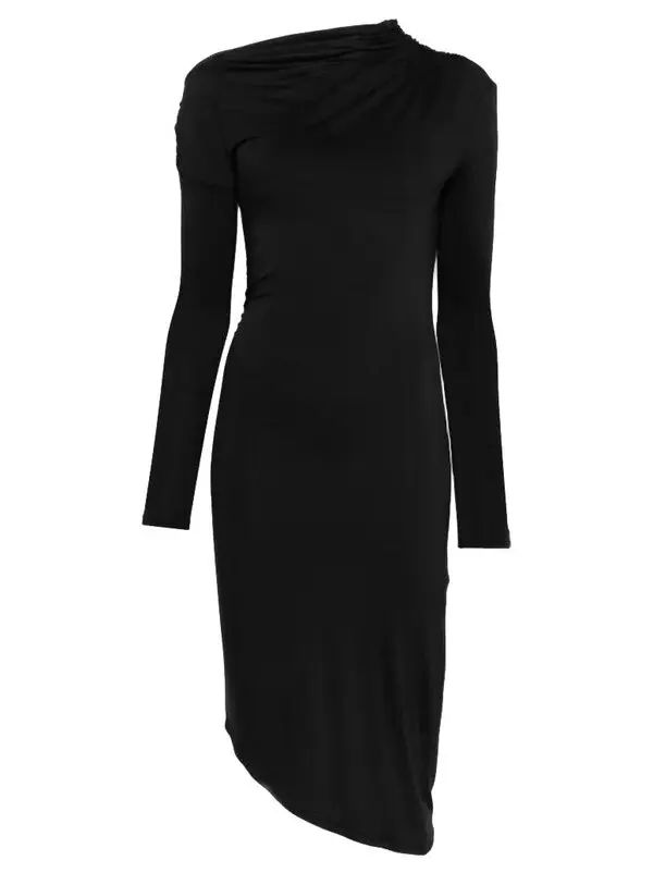 Patrizia Pepe Draped Asymmetrical Dress - Black