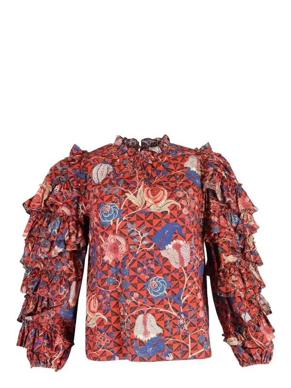Ulla Johnson Ruffled-sleeve Top - Red