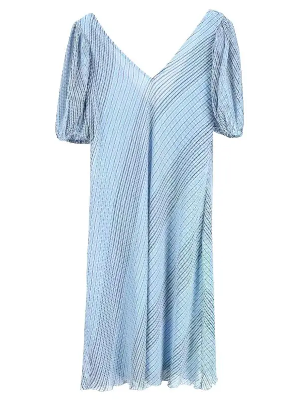GANNI Striped-pattern Midi Dress - Blue