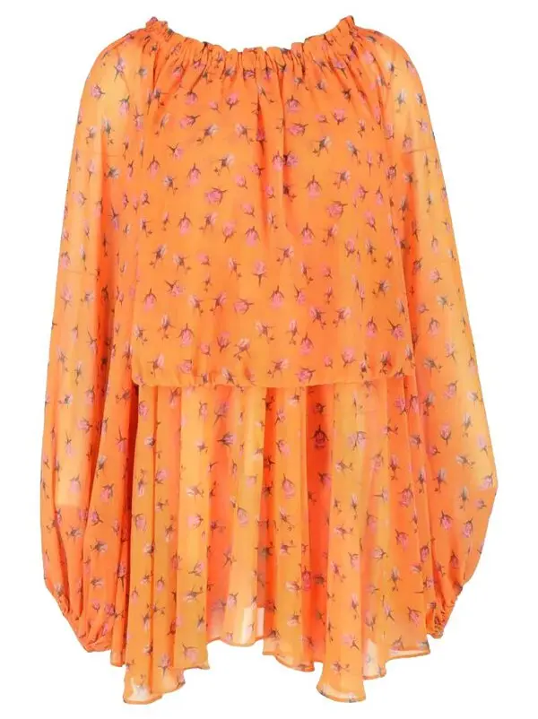 Remain Birger Christensen Floral-print Long Sleeve Dress - Orange