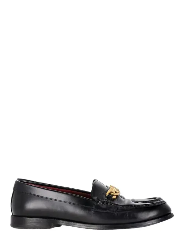 Red Valentino Vchain Calf Leather Loafers - Black