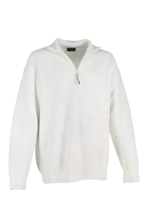 Balenciaga Wool Zip Sweater - White