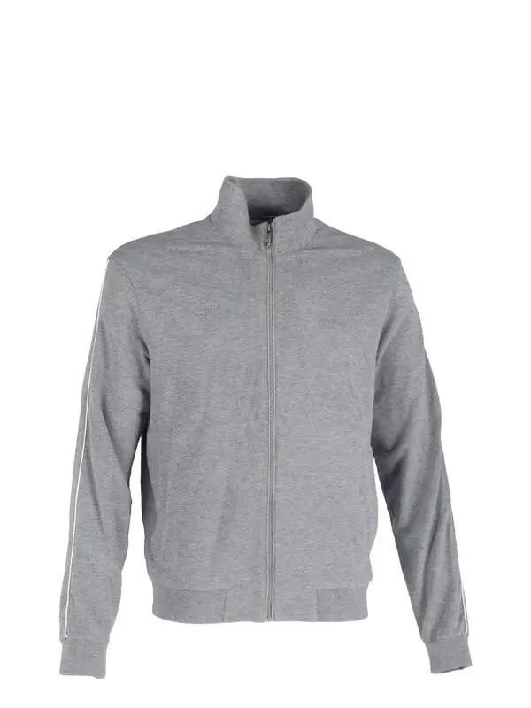 Ermenegildo Zegna Zipped Embroidered-logo Sweatshirt - Grey