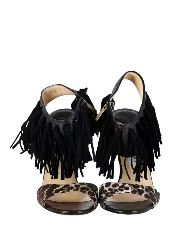 JIMMY CHOO Fringed Sandals - Black