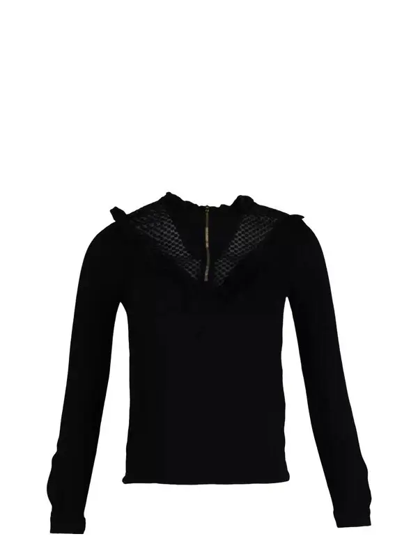 Maje Ruffle-trim Long-sleeve Top - Black