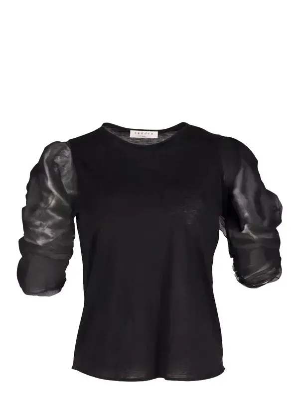 Sandro Sheer-sleeved Blouse - Black