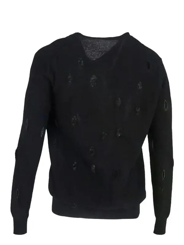 Bottega Veneta Distressed V-neck Sweater - Black