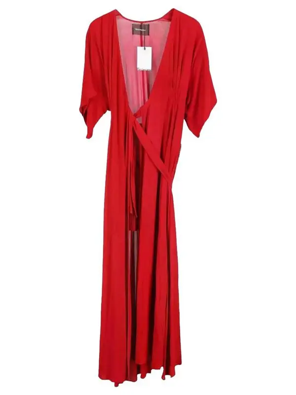 REFORMATION Draped Wrap Dress - Red